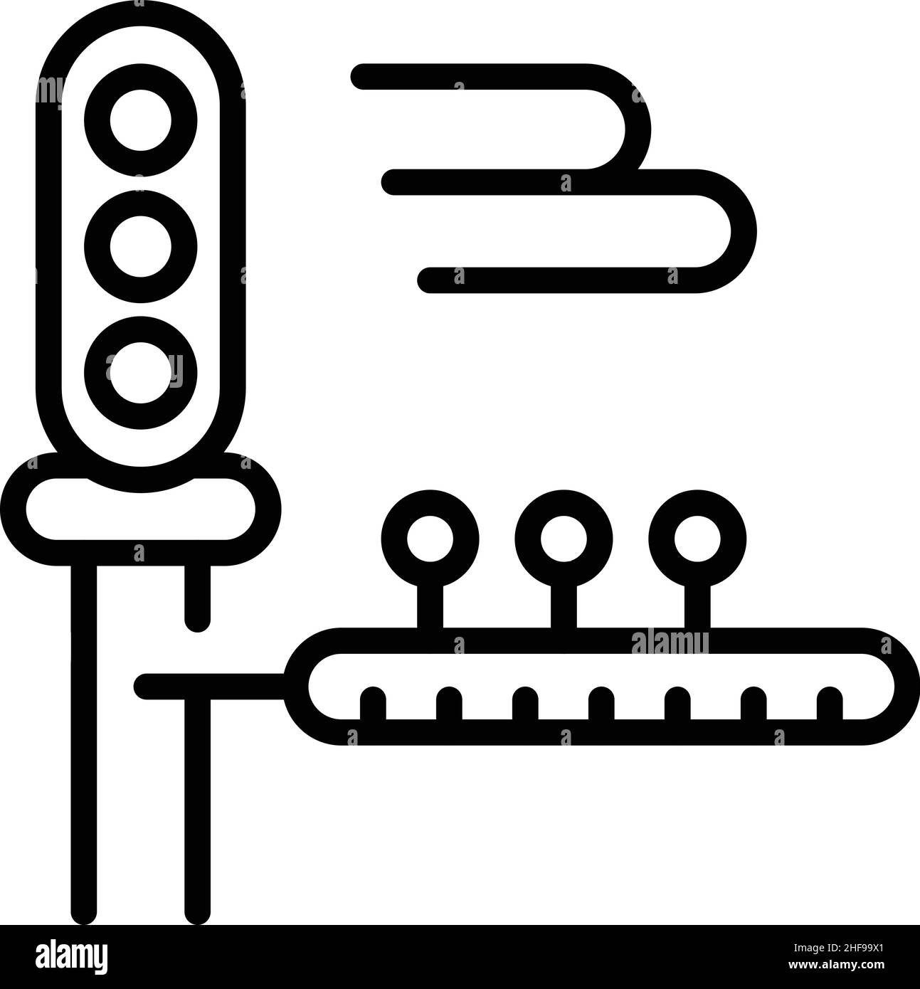 Railway traffic lights icon outline vector. Rail train. Road crossing ...