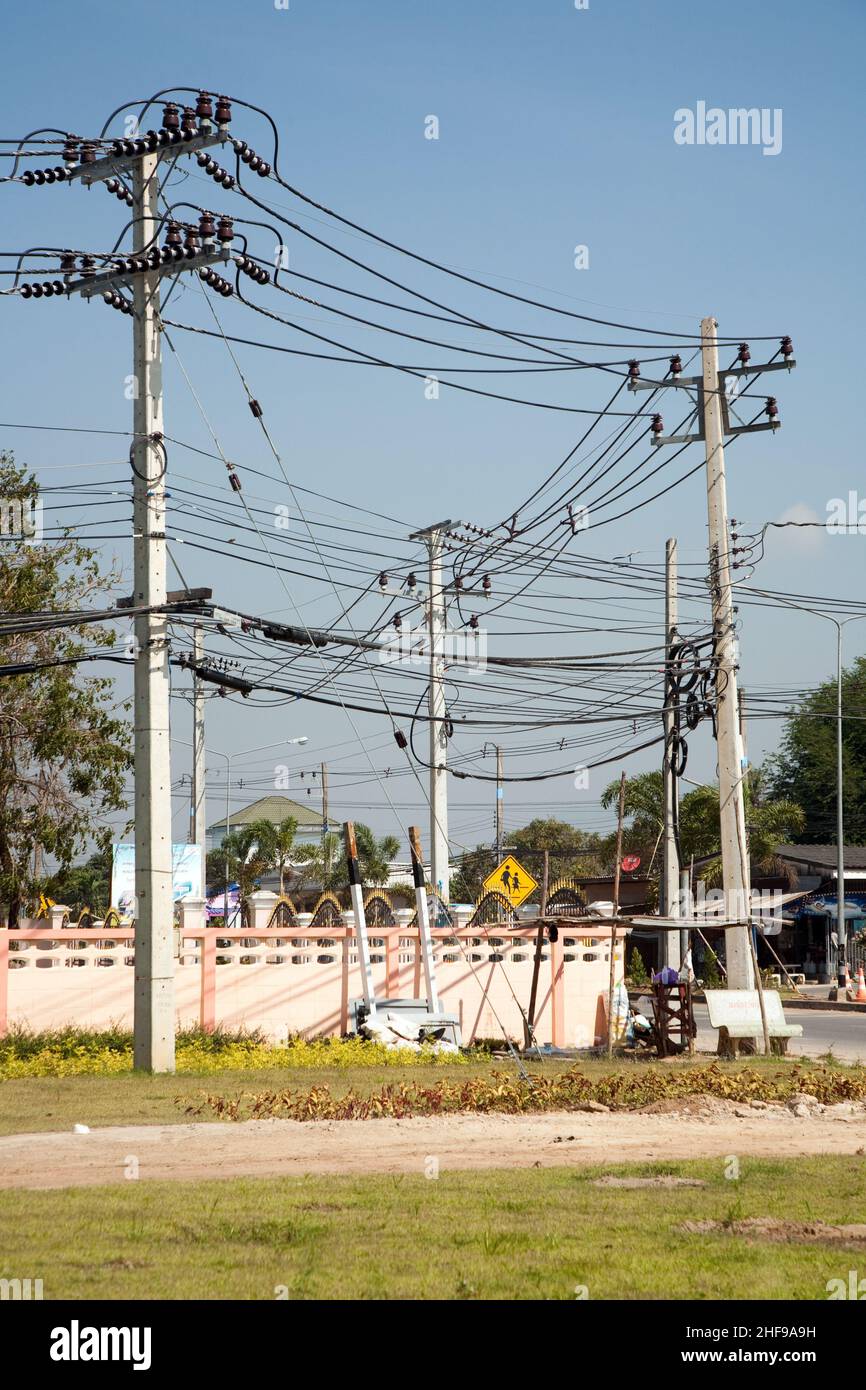 aerial power cable in Asia Stock Photo - Alamy
