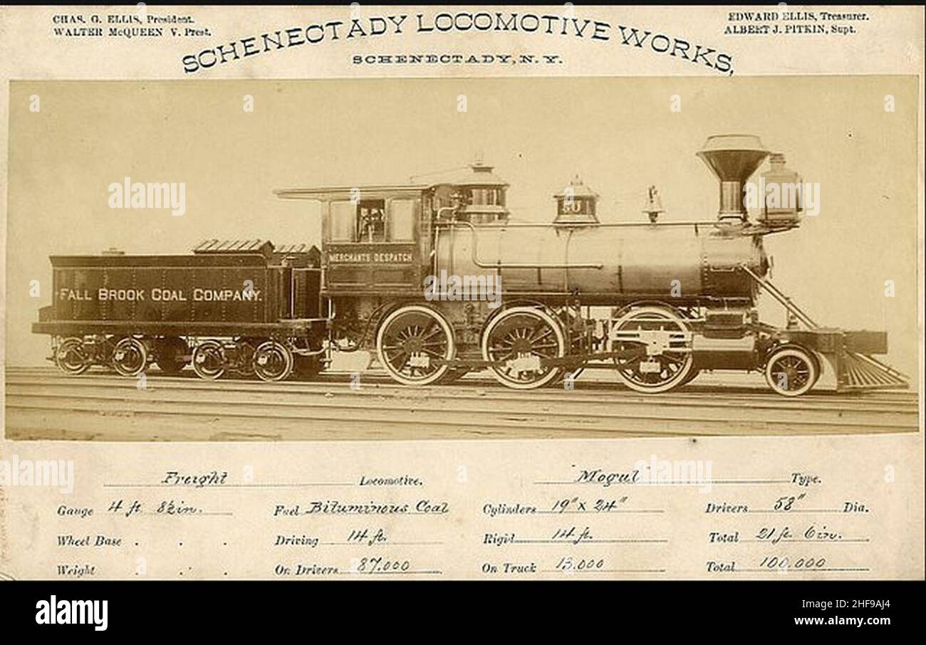 Schenectady Locomotive Works' locomotive 50 'Merchants Dispatch' of the ...