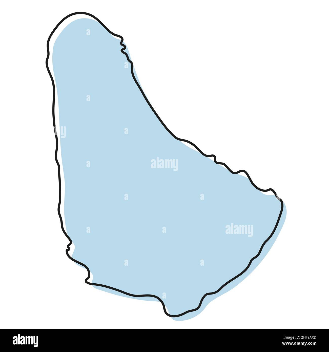 Stylized simple outline map of Barbados icon. Blue sketch map of ...
