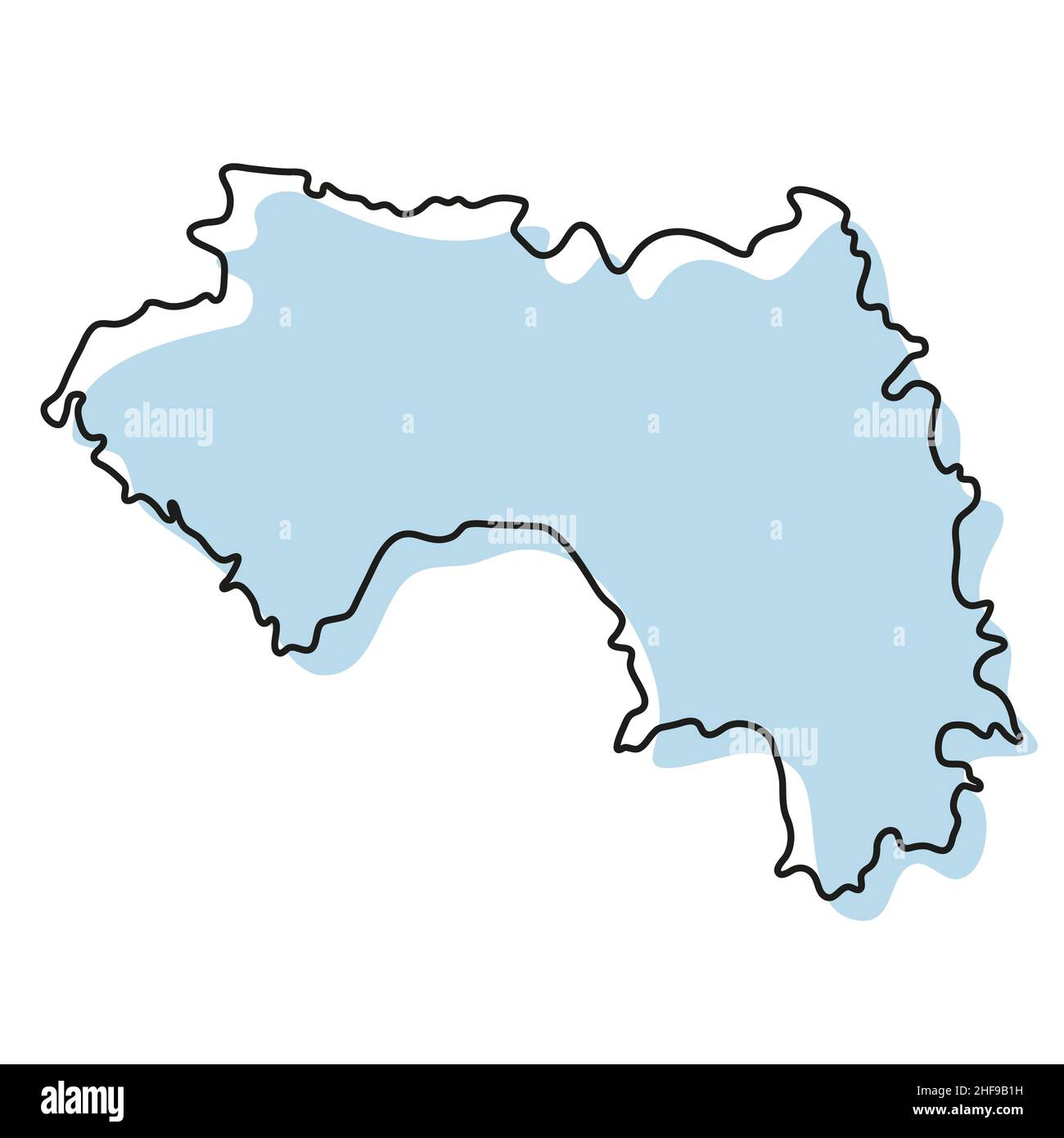 Stylized simple outline map of Guinea icon. Blue sketch map of Guinea illustration Stock Photo ...