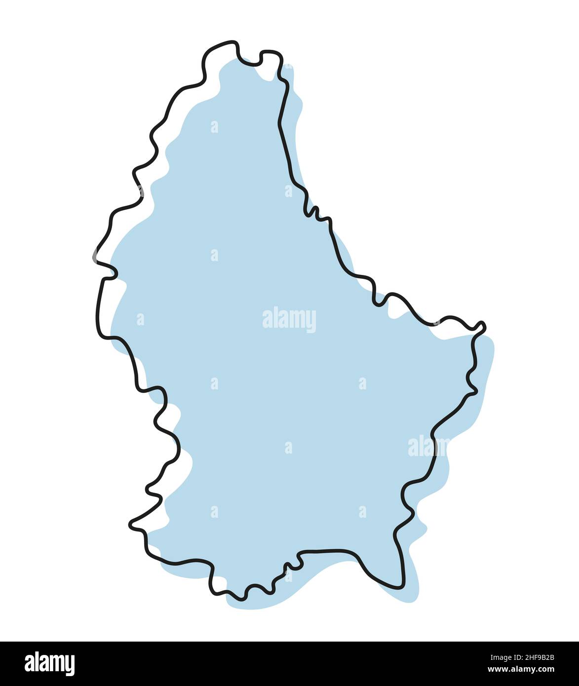 Stylized simple outline map of Luxembourg icon. Blue sketch map of ...