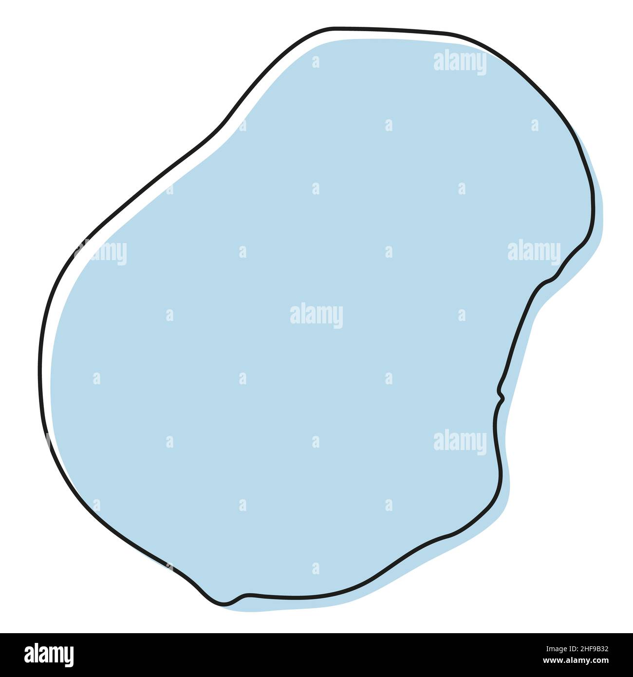 Stylized simple outline map of Nauru icon. Blue sketch map of Nauru ...