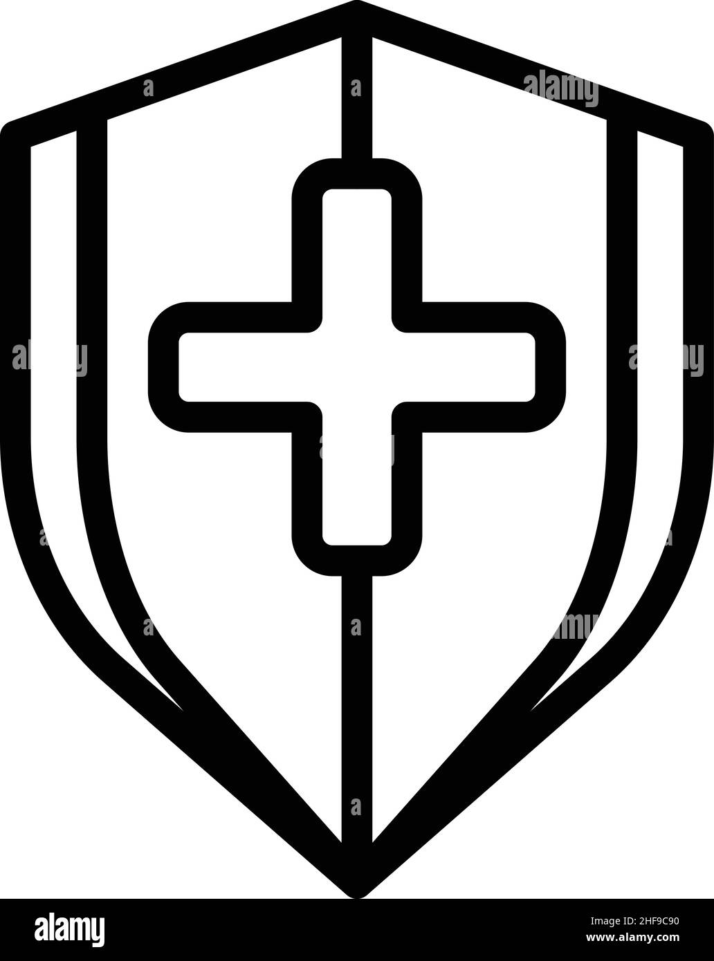 Medical shield icon outline vector. Health badge. Safety care Stock ...