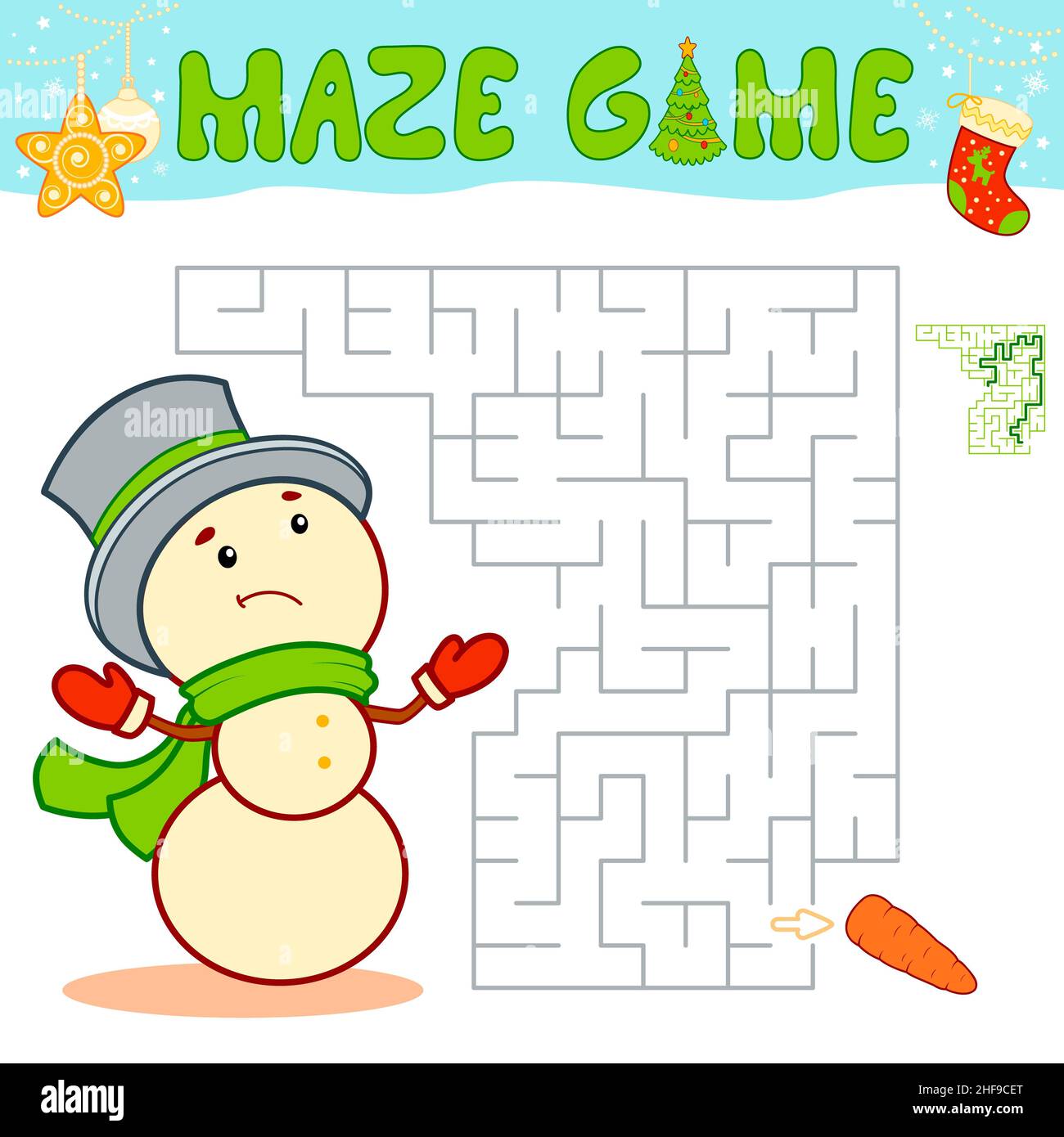 Christmas Maze puzzle game for children. Maze or labyrinth game with ...