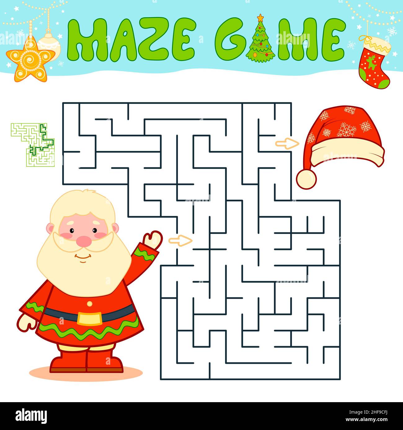 Christmas Maze puzzle game for children. Maze or labyrinth game with ...