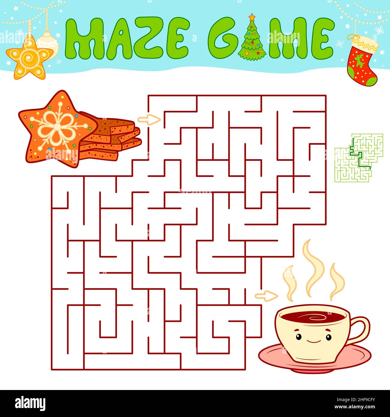 Christmas Maze puzzle game for children. Maze or labyrinth game with ...