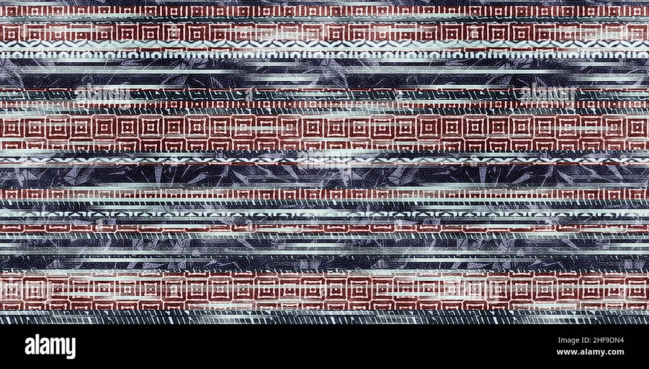 Seamless tribal ethnic stripe grungy border surface pattern design for ...