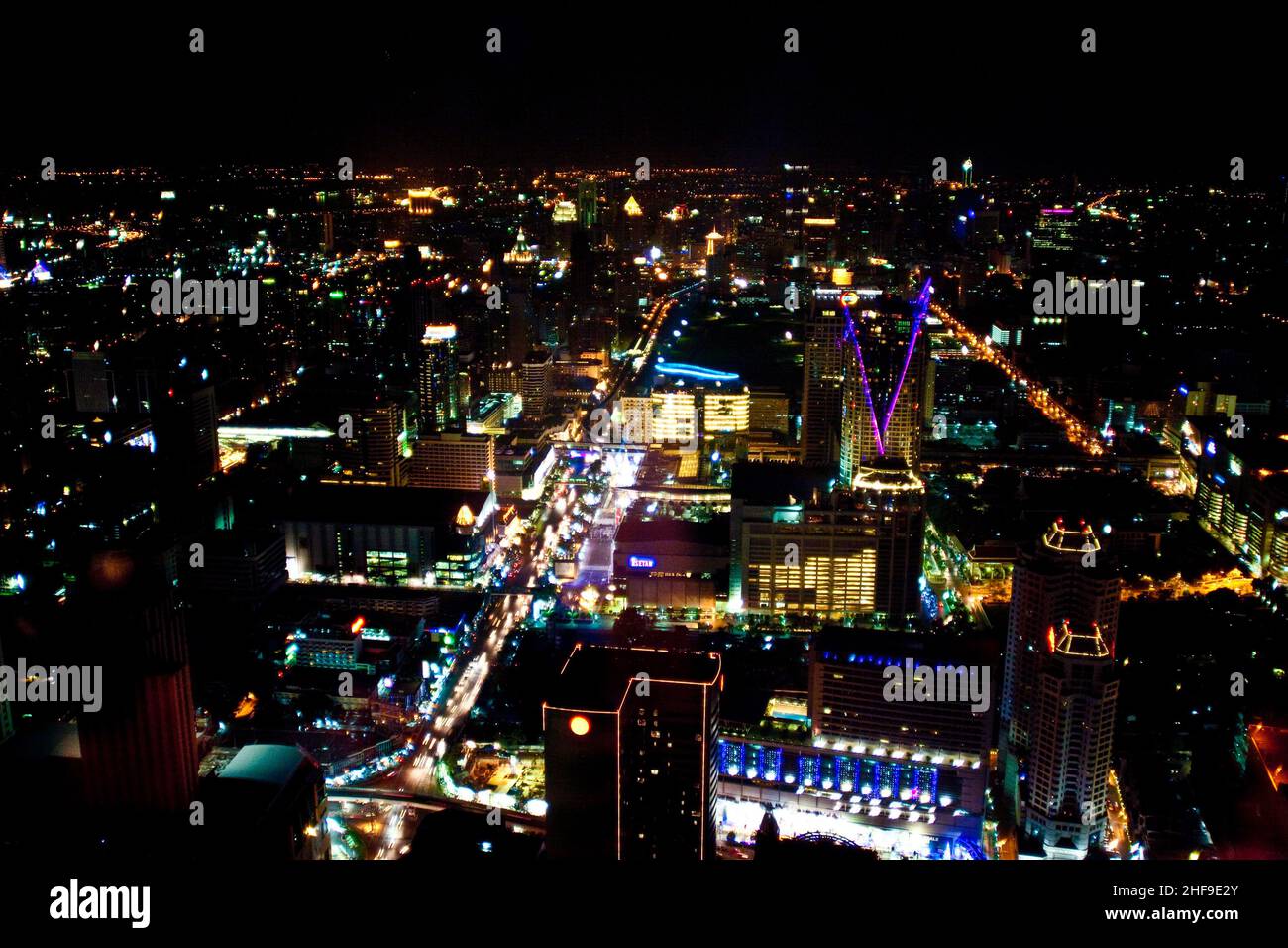 view over Bangkok by night Stock Photo - Alamy