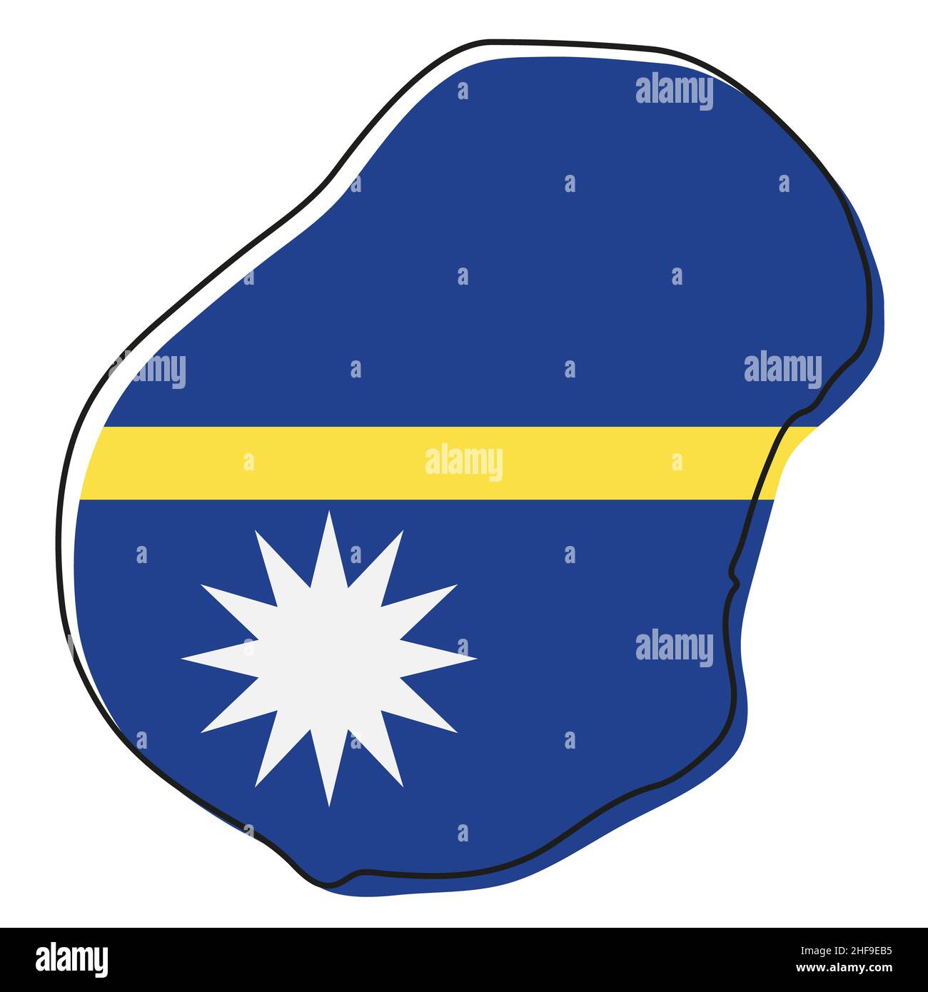 Stylized outline map of Nauru with national flag icon. Flag color map ...
