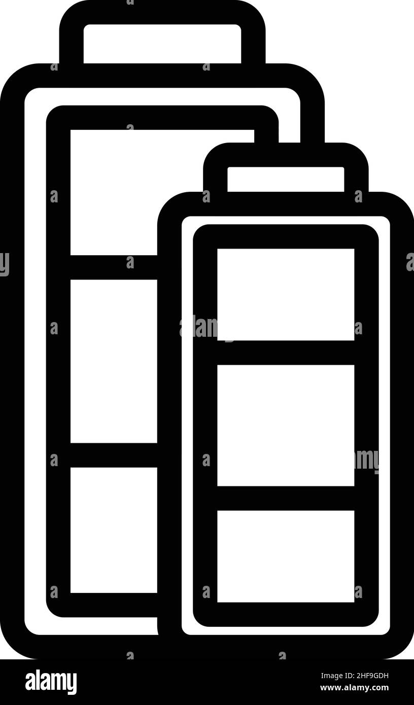 Full small battery icon outline vector. Charger energy. Load empty ...