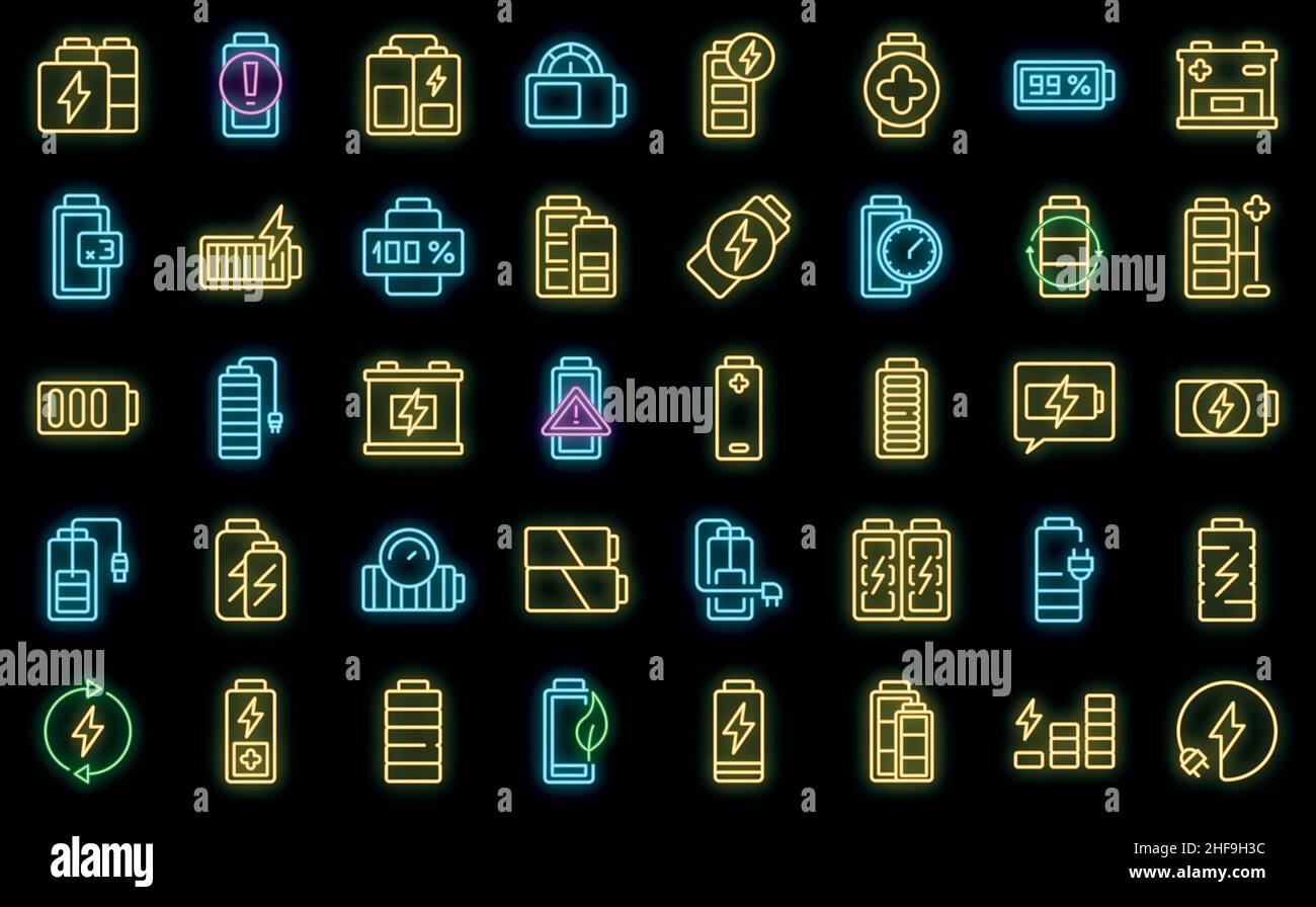 Battery charge icons set outline vector. Electricity charge. Charger ...