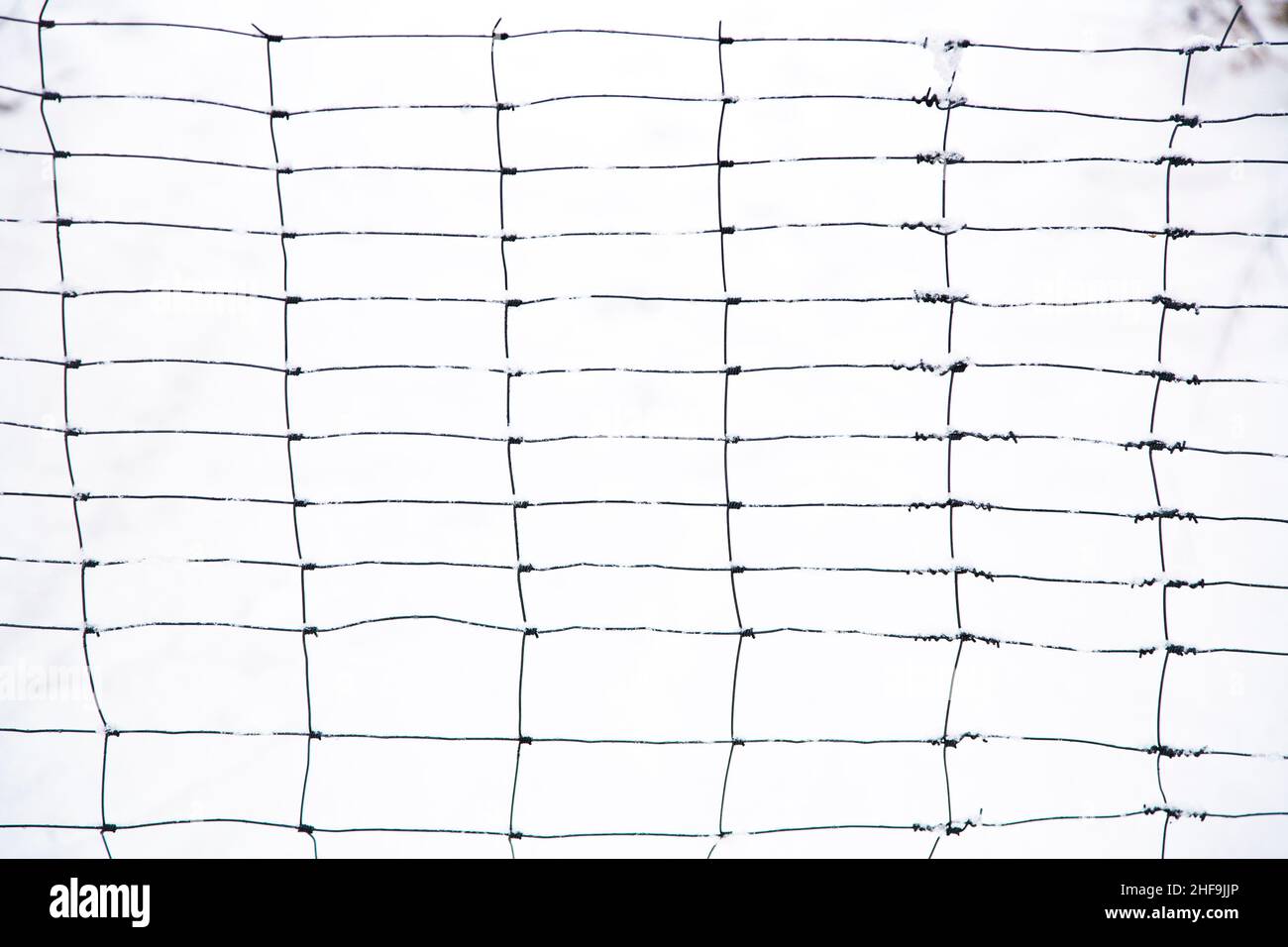 metal fence in winter with snow in detail Stock Photo - Alamy