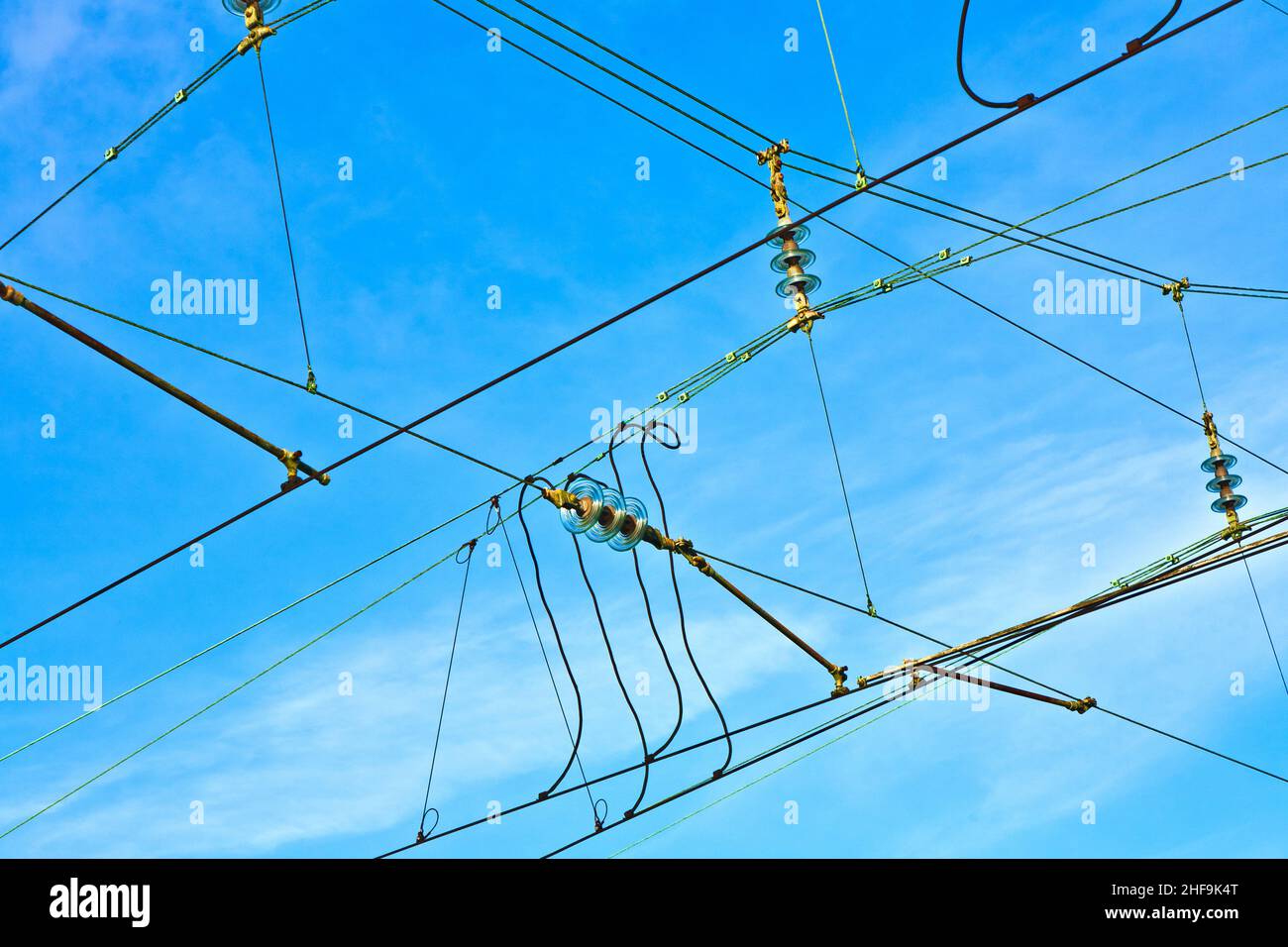 catenary in winter at the station Stock Photo - Alamy