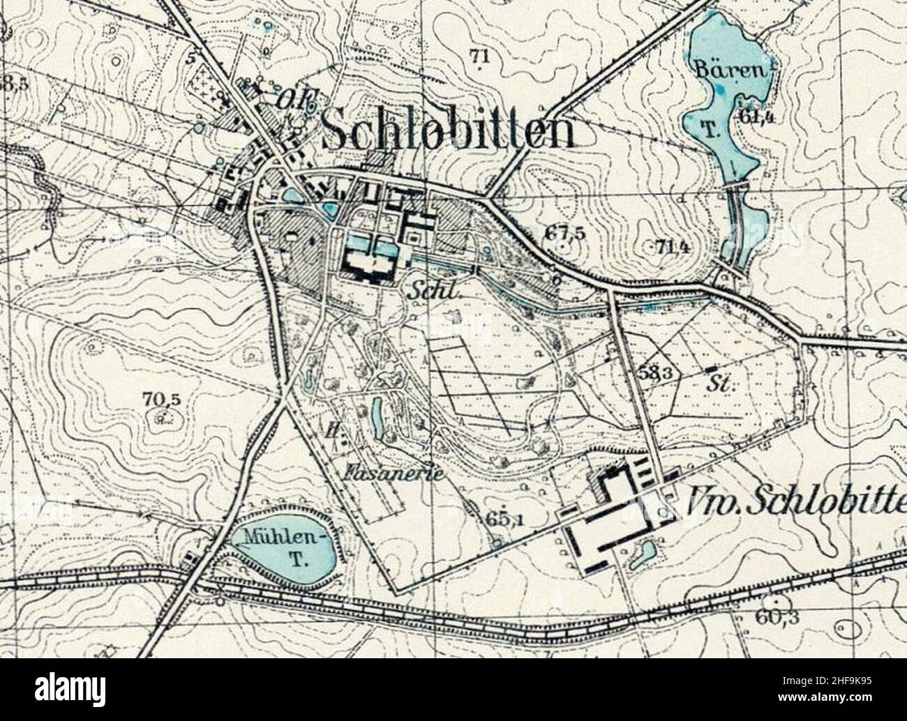 Schlobitten in Ostpreußen, (heute ''Słobity'' in Polen) Plan 1899 Stock ...