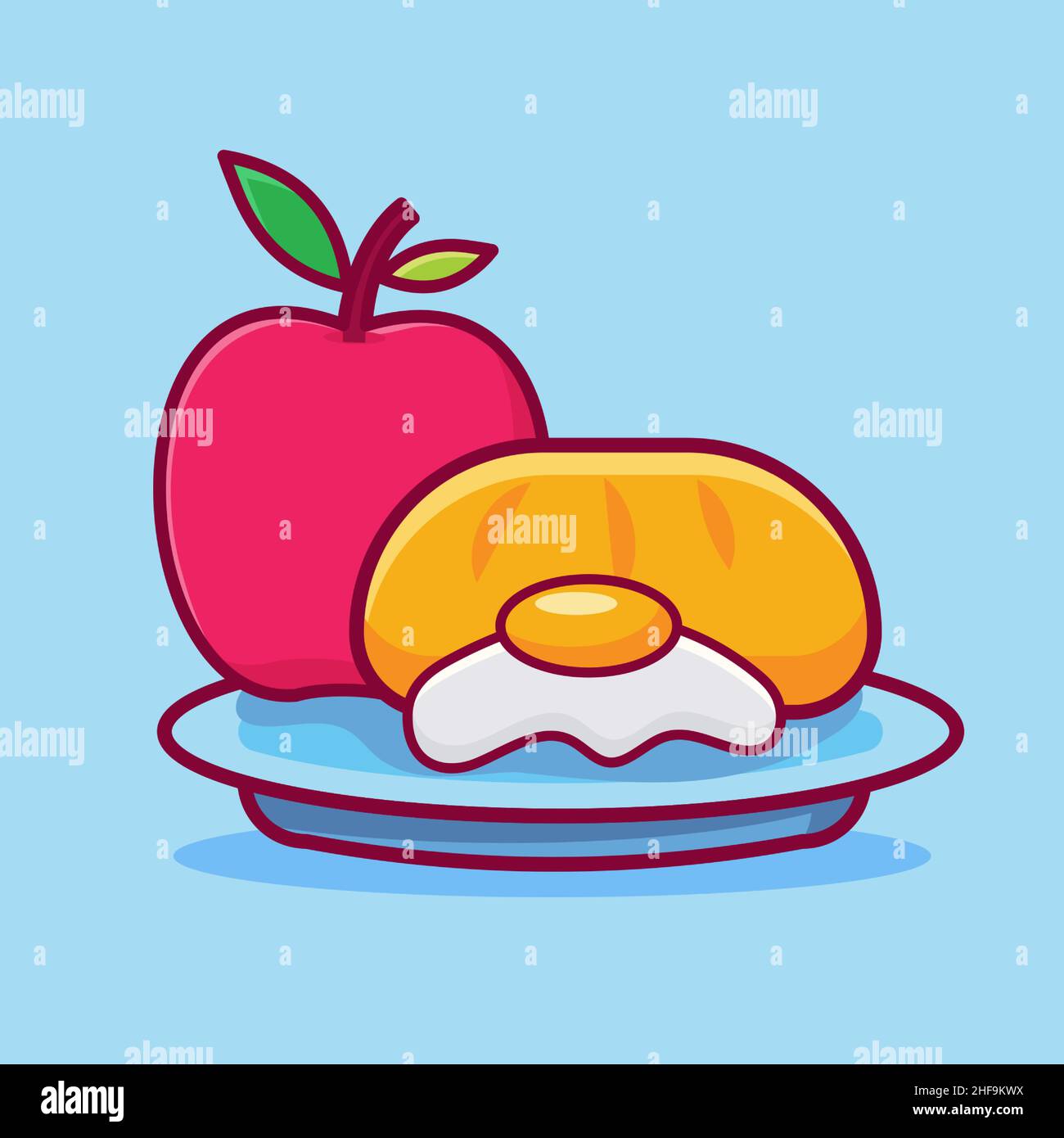 healthy breakfast food isolated cartoon vector illustration in outline ...