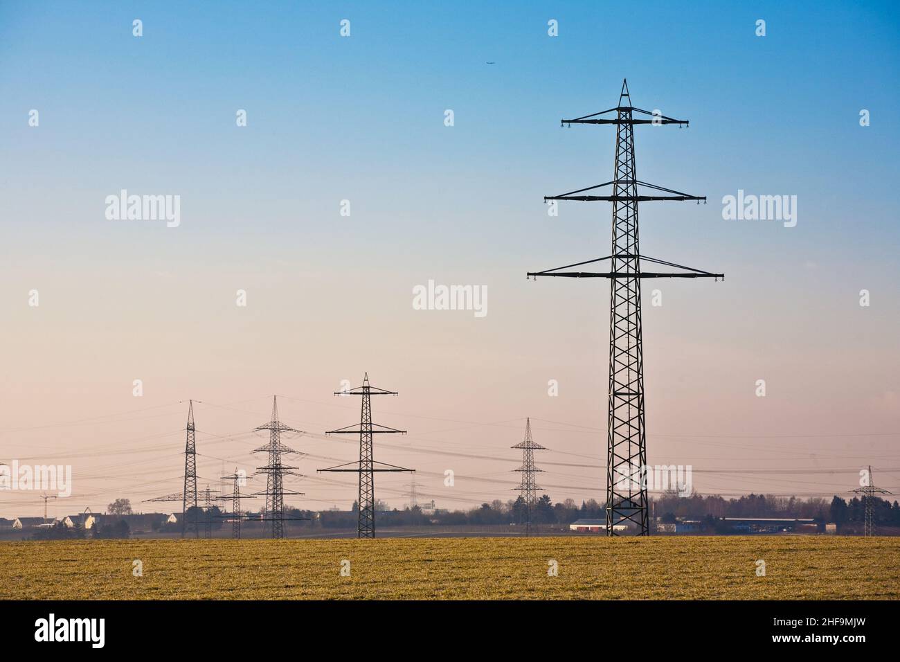 electricity tower for energy in beautiful landscape Stock Photo - Alamy