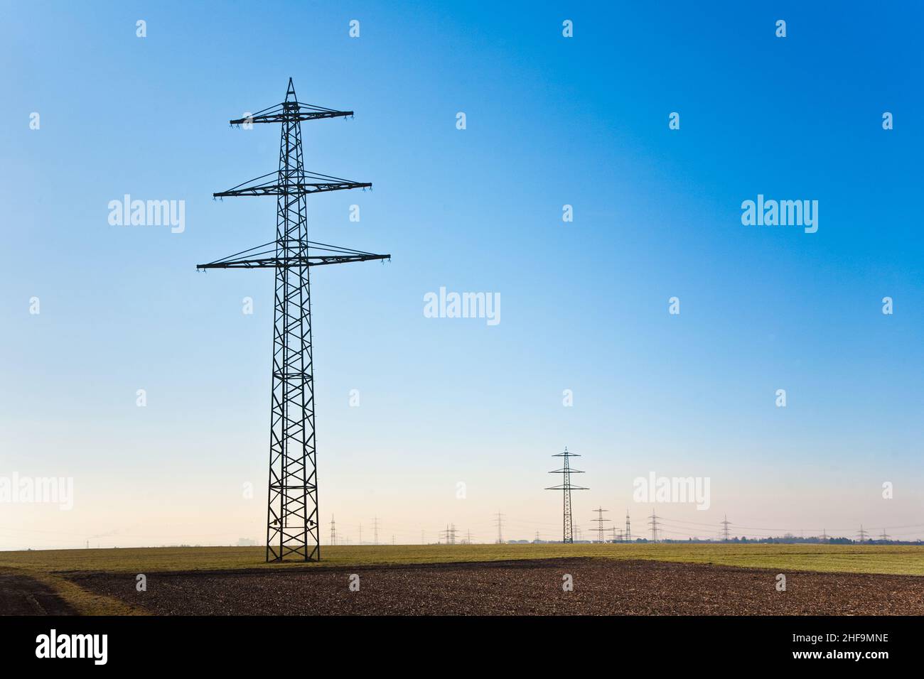 electricity tower for energy in beautiful landscape Stock Photo - Alamy