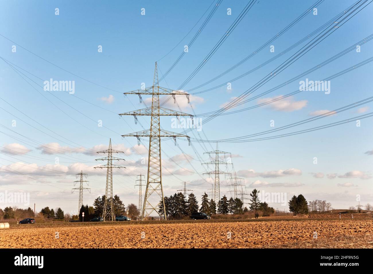 electricity tower for energy in beautiful landscape Stock Photo - Alamy