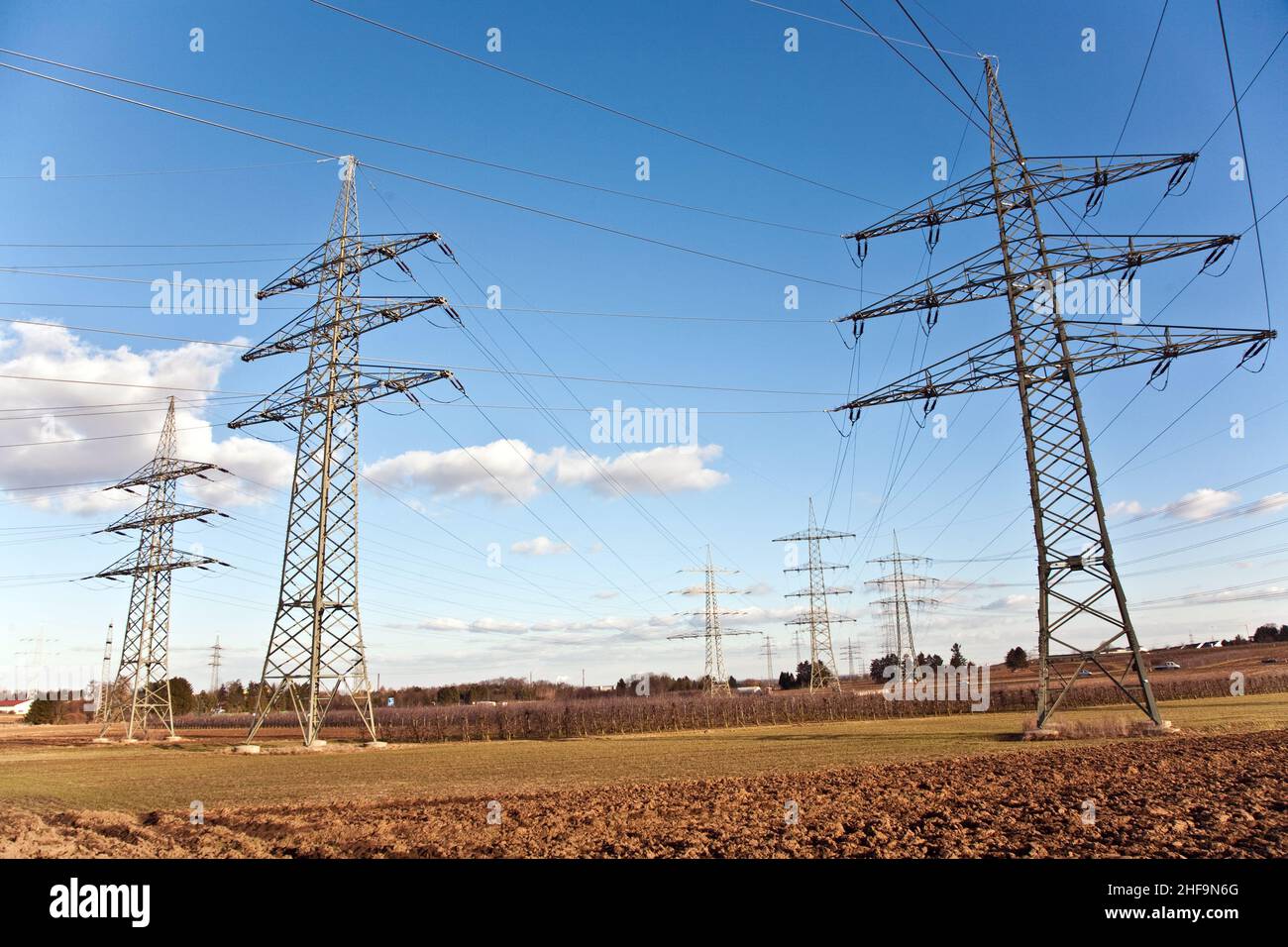 electricity tower for energy in beautiful landscape Stock Photo - Alamy