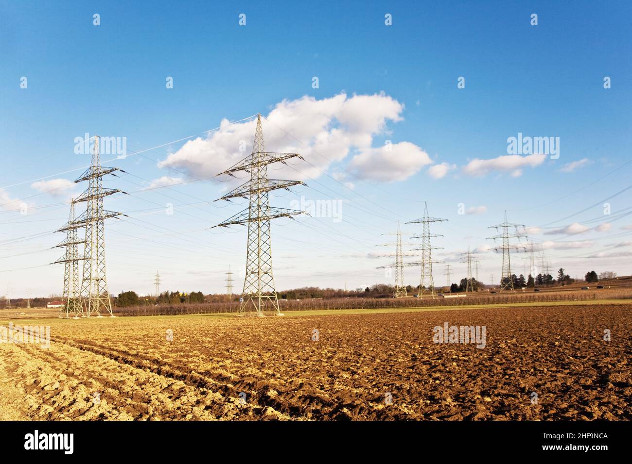 electricity tower for energy in beautiful landscape Stock Photo - Alamy