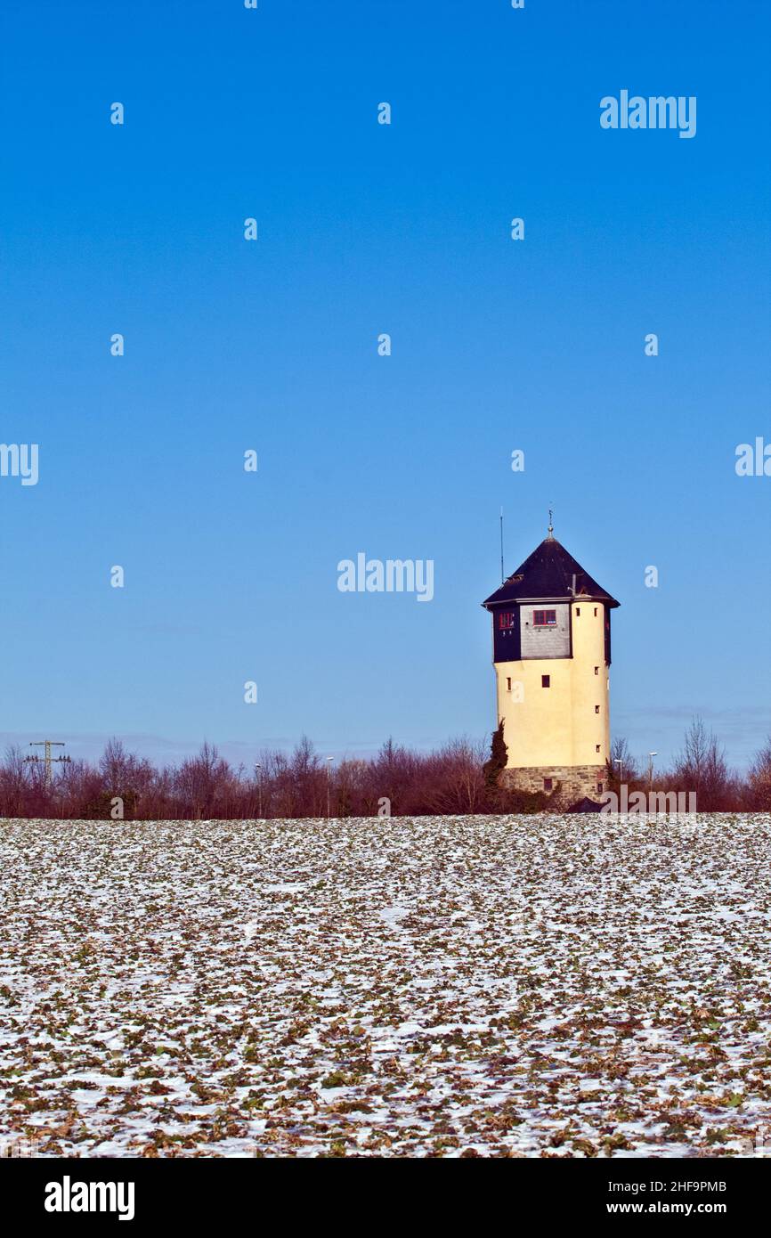 water tower in beautiful landscape with blue sky Stock Photo - Alamy