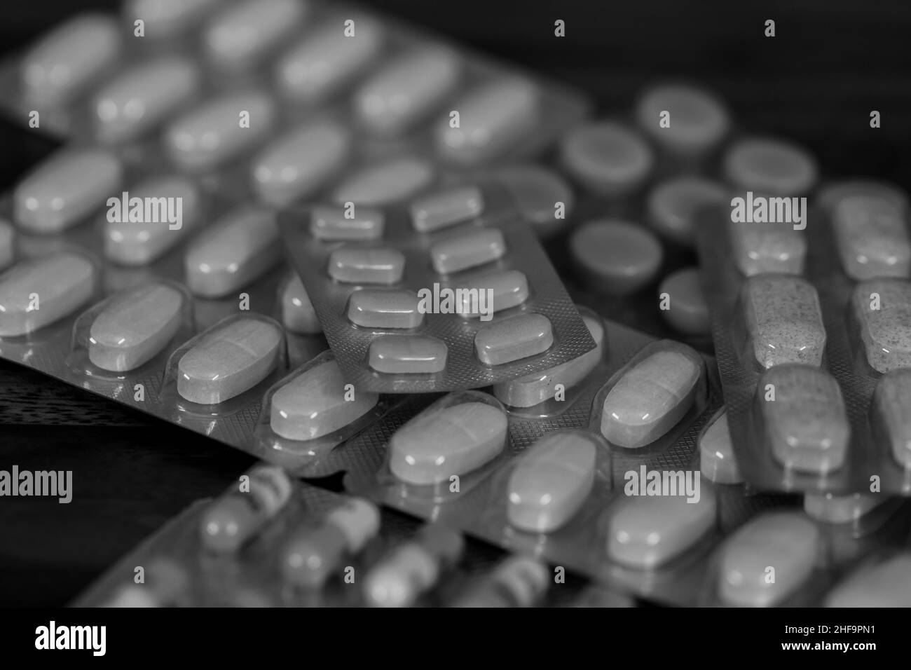 Close up of various types of Allopathic medicines displayed Stock Photo ...