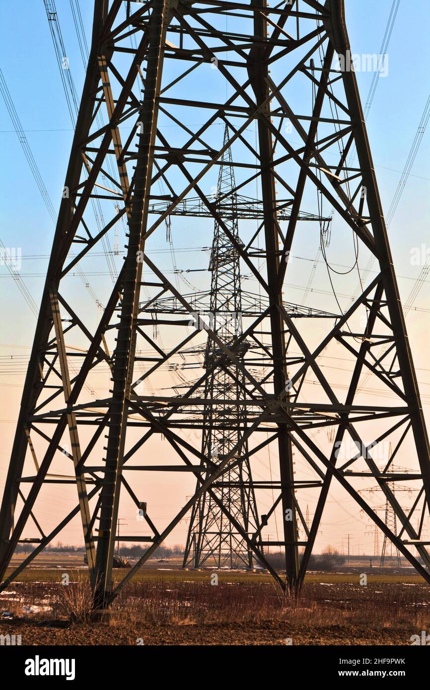 electrical tower in beautiful landscape with sky Stock Photo - Alamy
