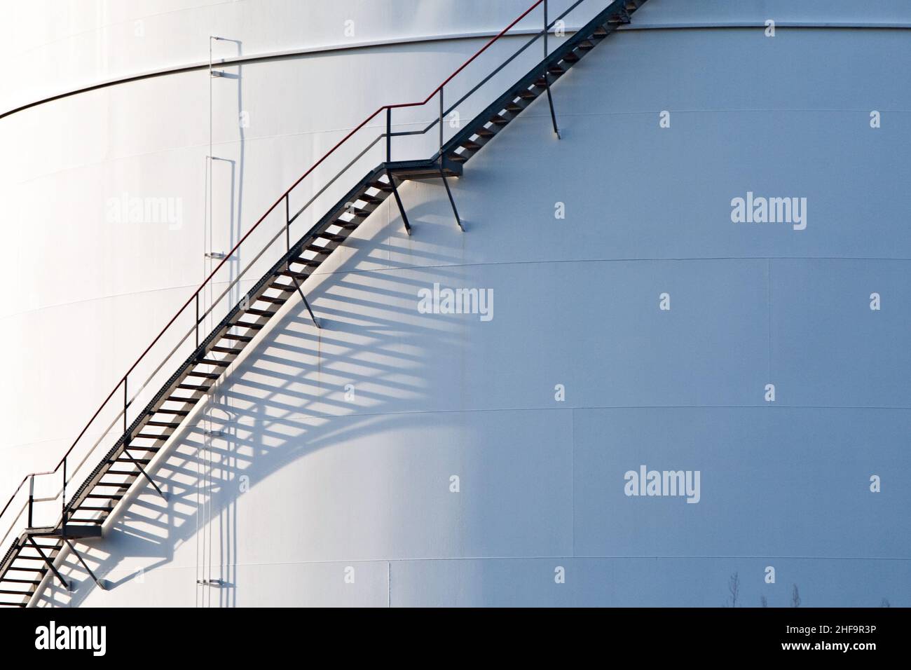 industrial stair at white tank in tank farm Stock Photo - Alamy