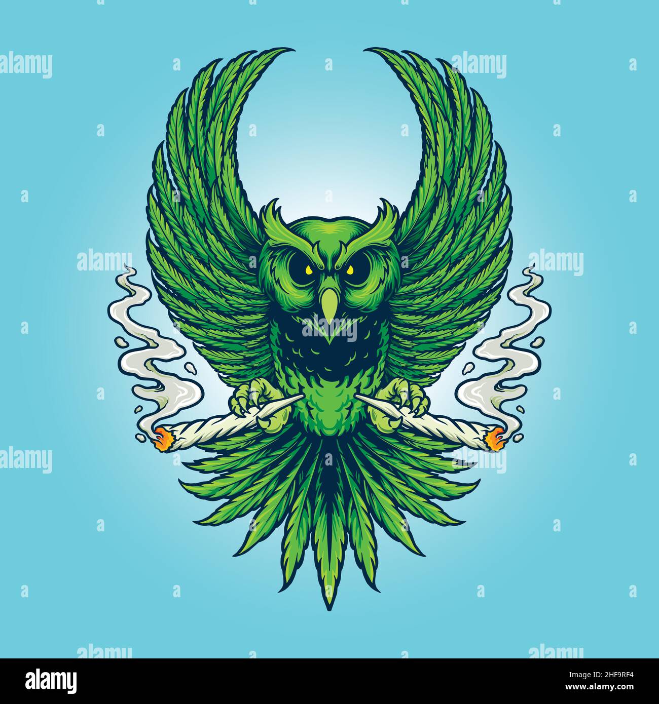 Weed Owl Smoking Cannabis Vector illustrations for your work Logo ...