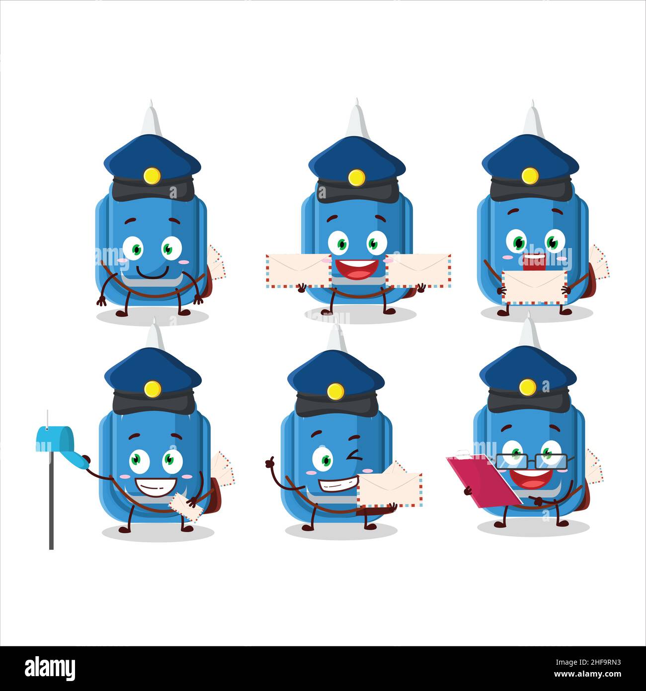 A picture of cheerful blue correction pen postman cartoon design ...
