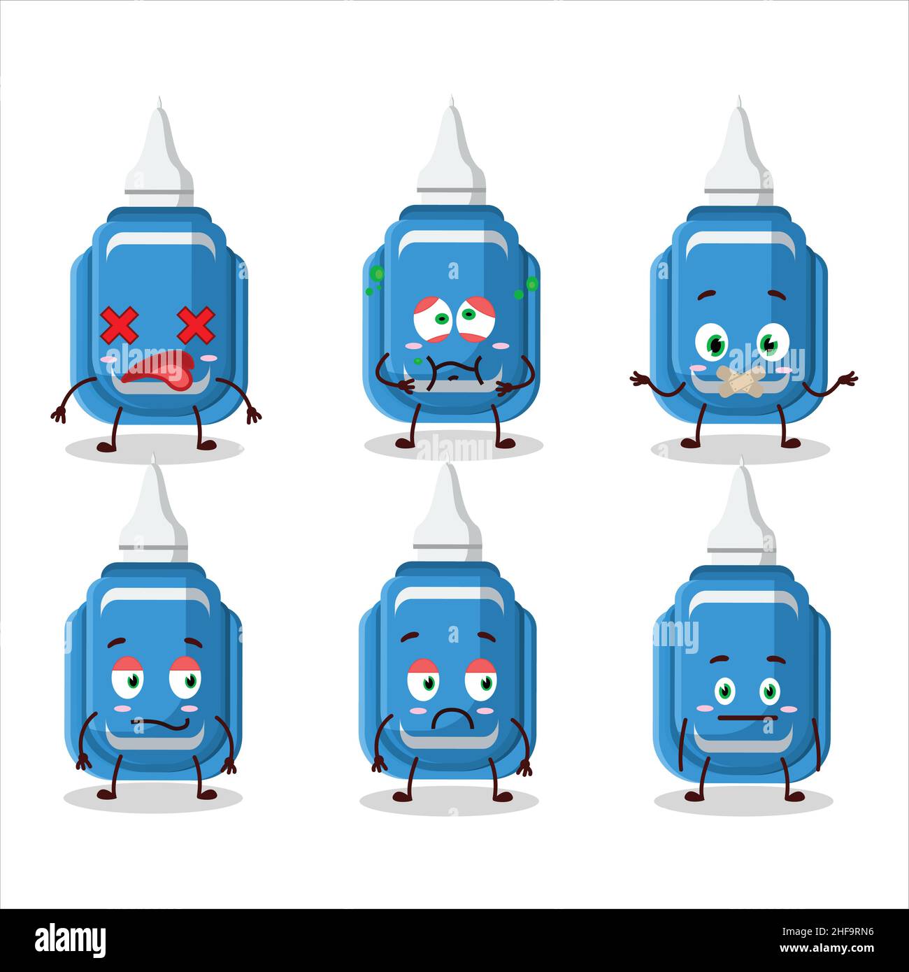 Blue correction pen cartoon character with nope expression. Vector ...
