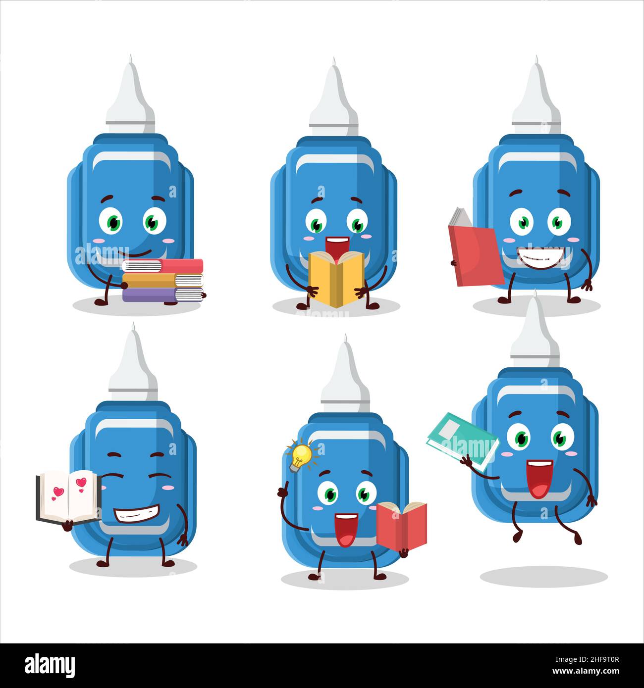 A picture of blue correction pen cartoon character concept reading an ...