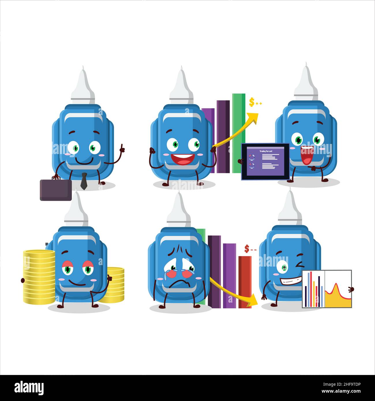 Blue correction pen character designs as a trader investment mascot ...