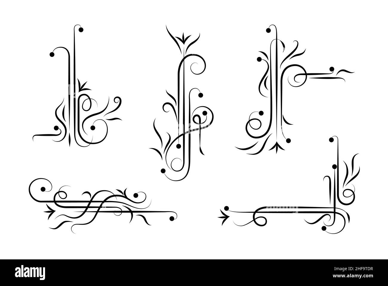Floral borders with swirls decorative elements, decorative outline ...