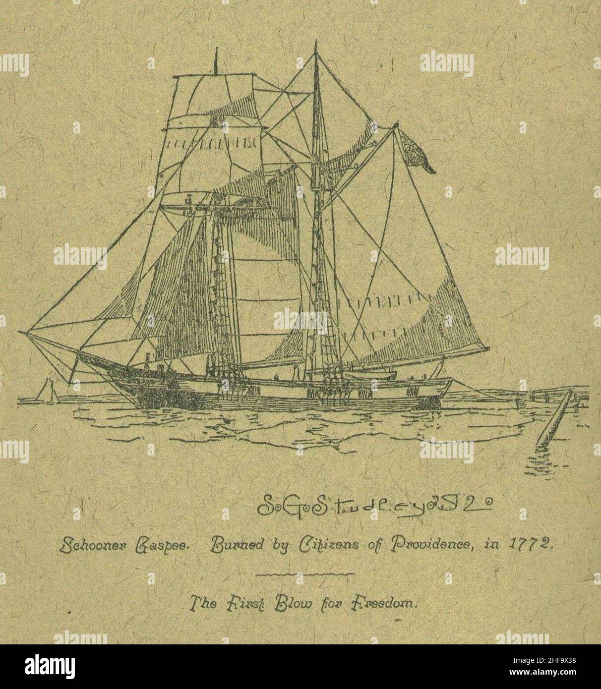 Schooner Gaspee, by S. G. Studley, from Loan Exhibition Gaspee Chapter ...