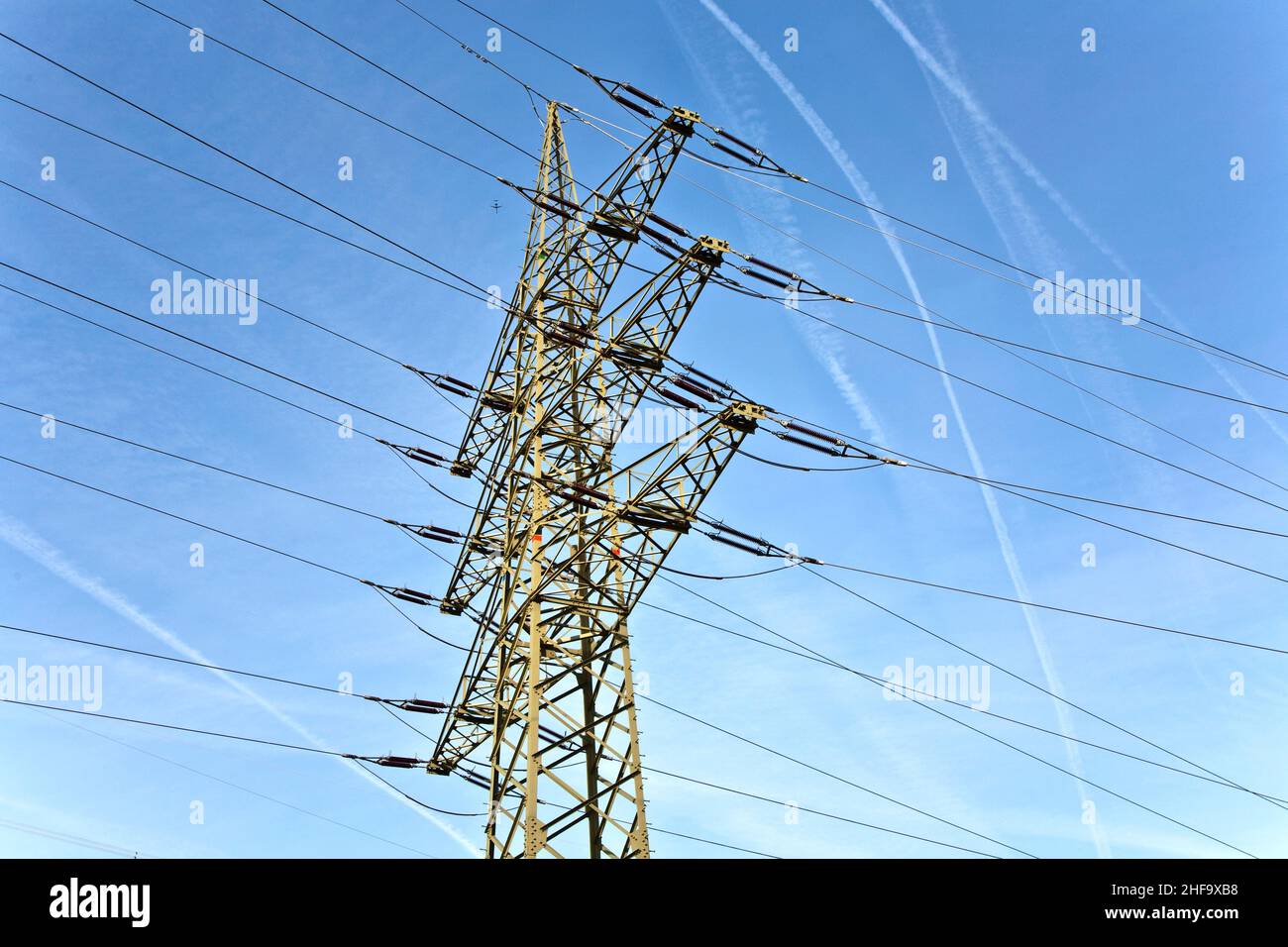 electrical tower in beautiful landscape with sky Stock Photo - Alamy