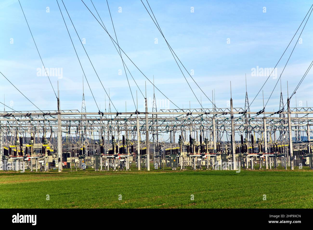 electrical tower in beautiful landscape with sky Stock Photo - Alamy