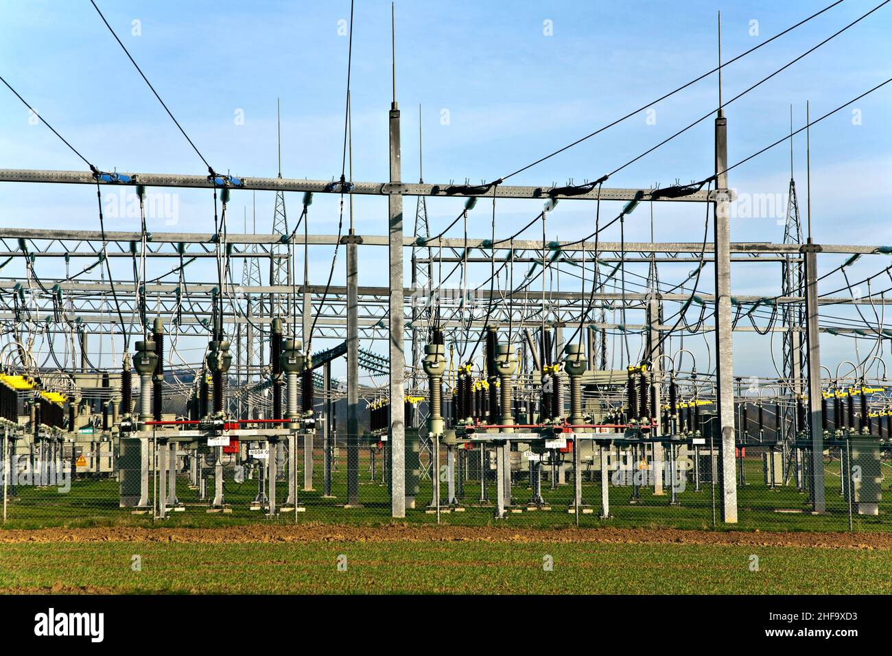 electrical power station in beautiful landscape with sky Stock Photo ...
