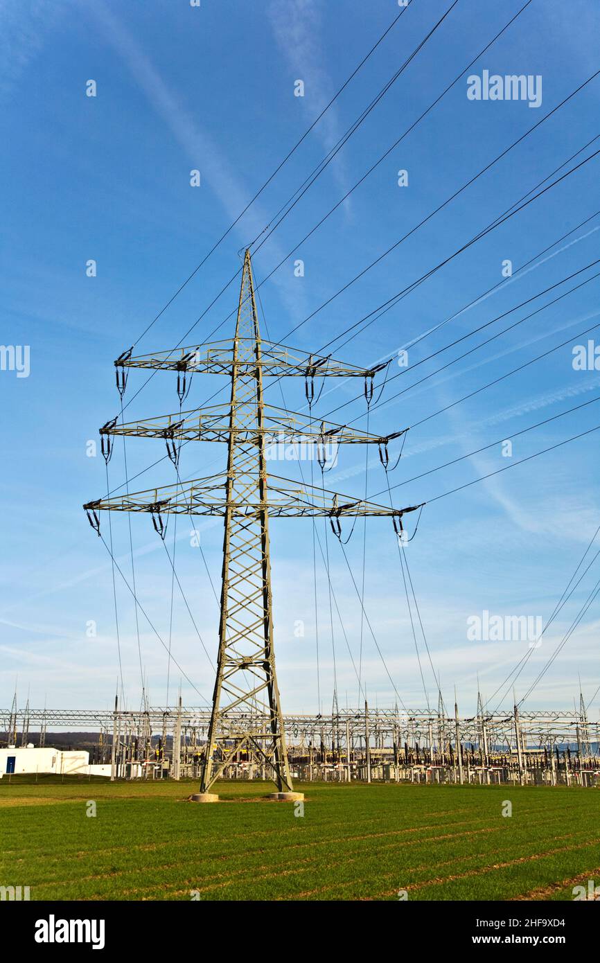 electrical tower in beautiful landscape with sky Stock Photo - Alamy