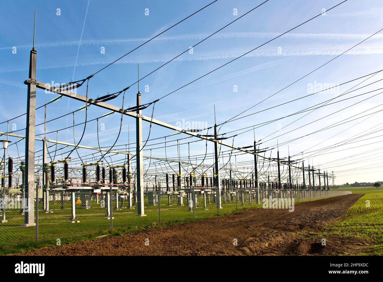 electrical power station in beautiful landscape with sky Stock Photo ...