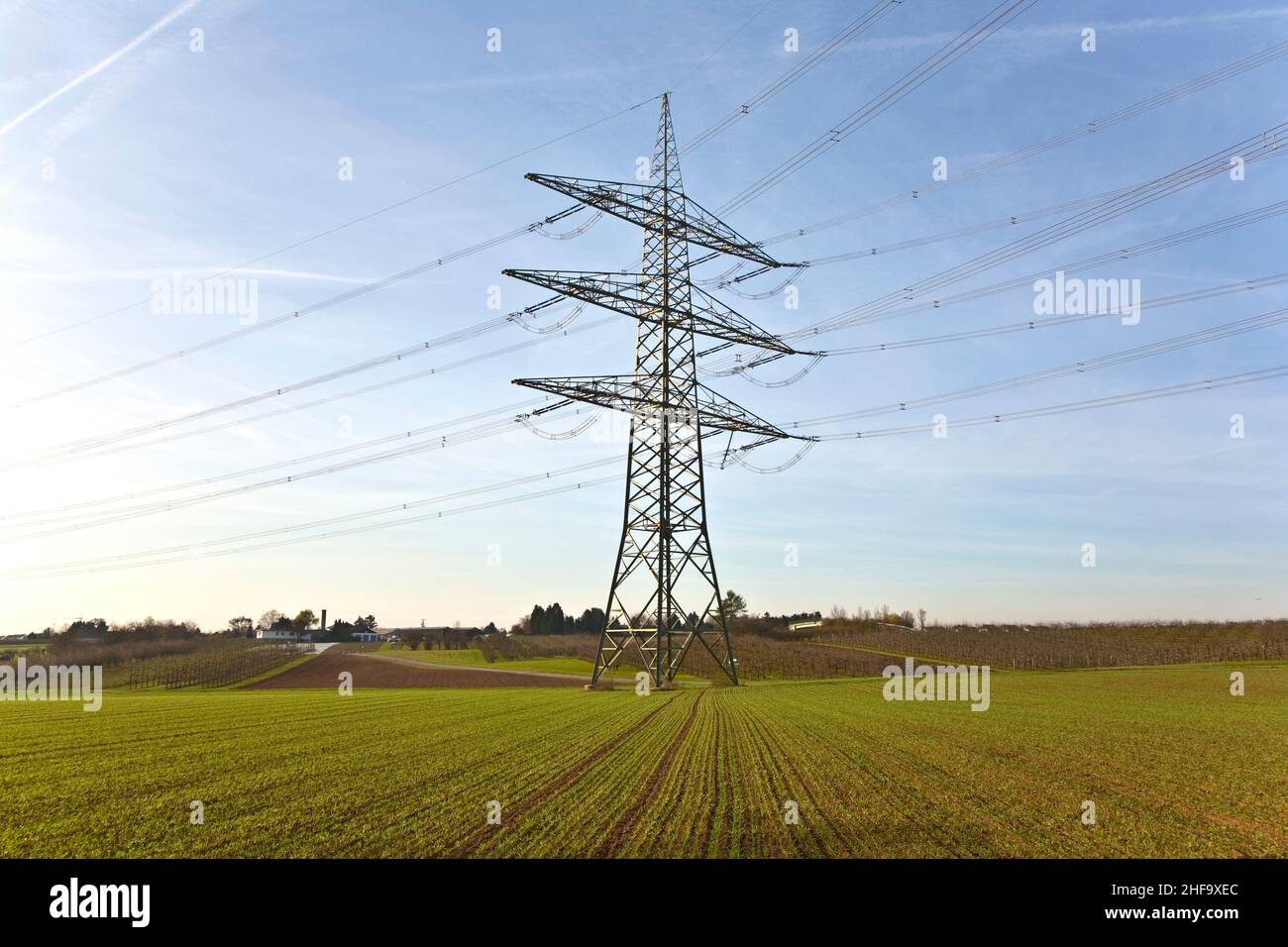 electrical tower in beautiful landscape with sky Stock Photo - Alamy