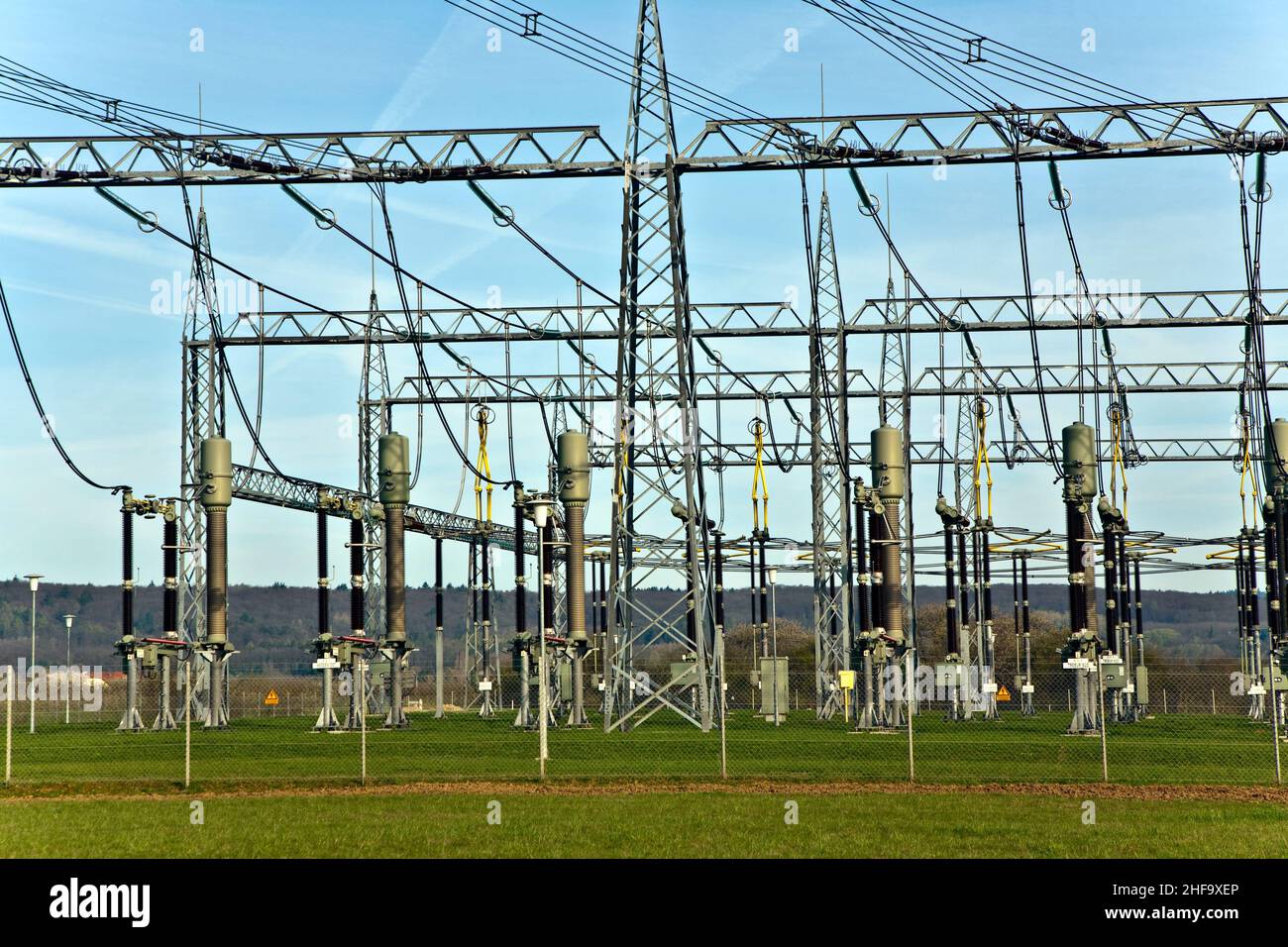electrical power station in beautiful landscape with sky Stock Photo ...