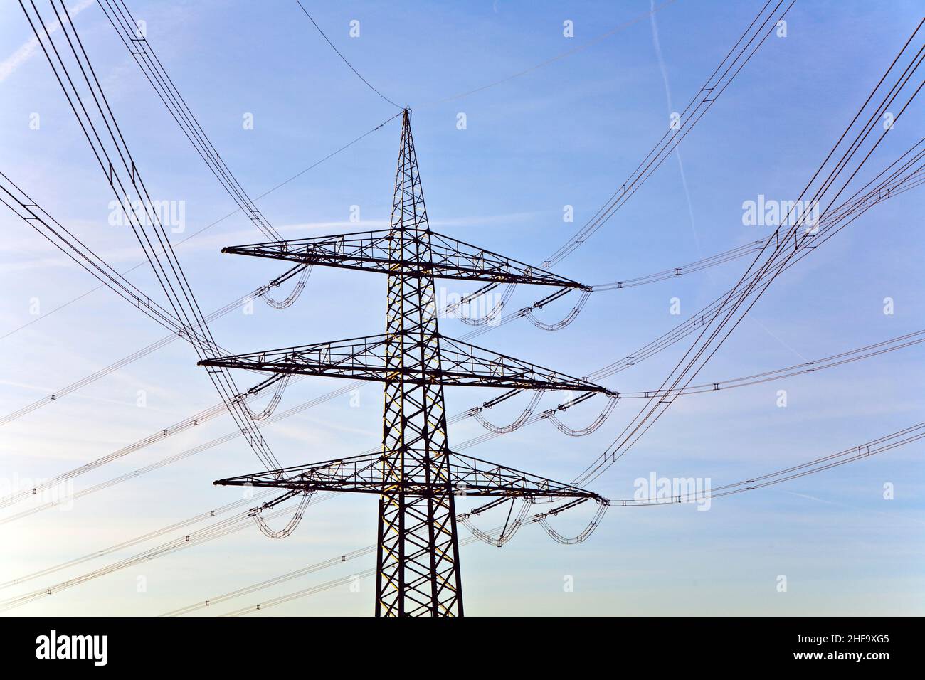 electrical tower in beautiful landscape with sky Stock Photo - Alamy