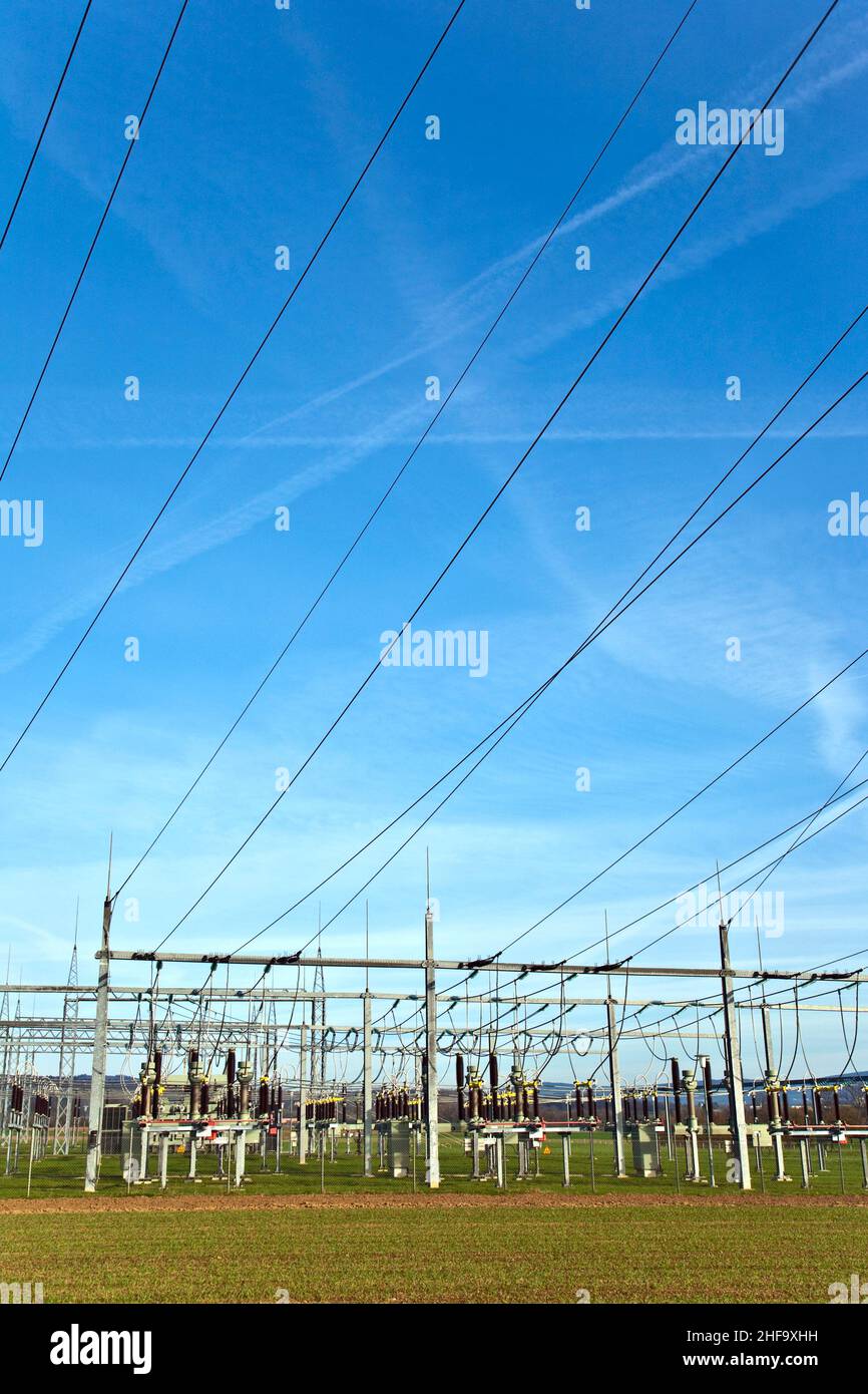 electrical power station in beautiful landscape with sky Stock Photo ...