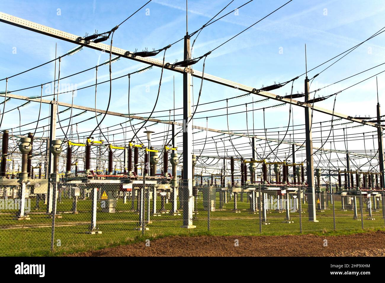 electrical power station in beautiful landscape with sky Stock Photo ...