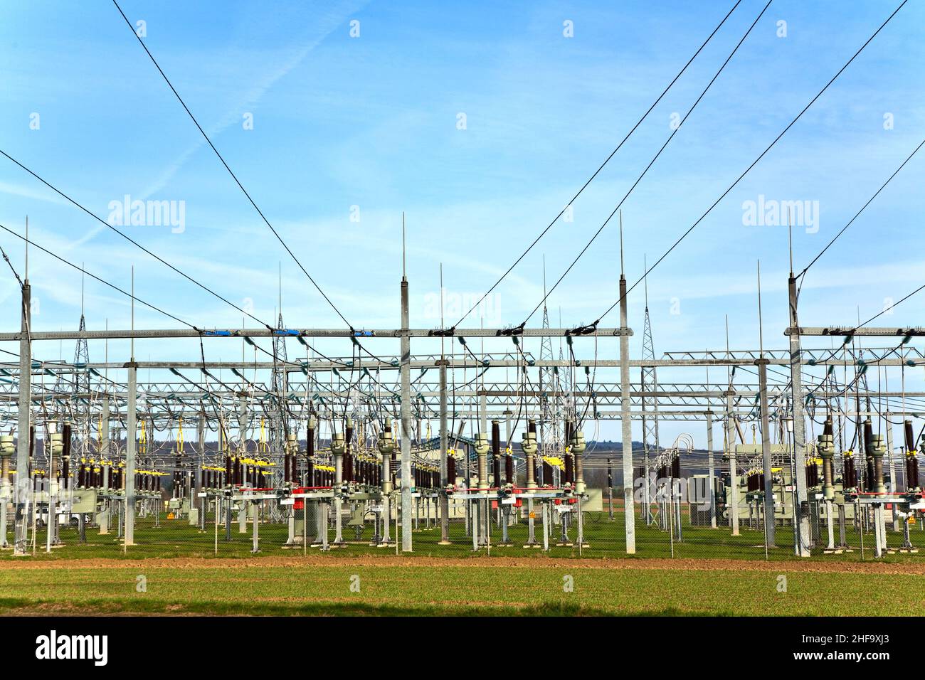 electrical power station in beautiful landscape with sky Stock Photo ...