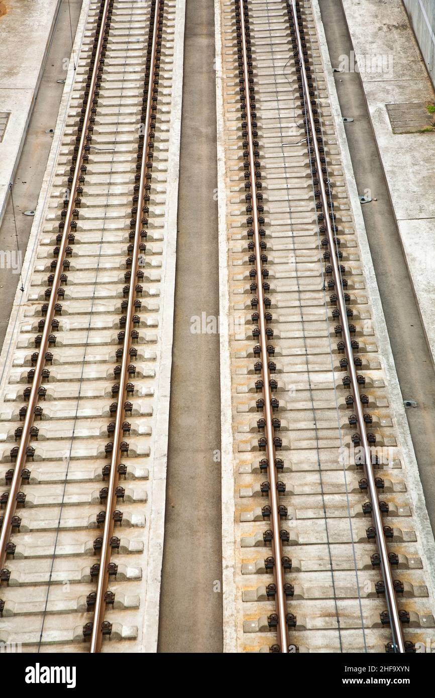 iron Railroad track in sunlight Stock Photo - Alamy