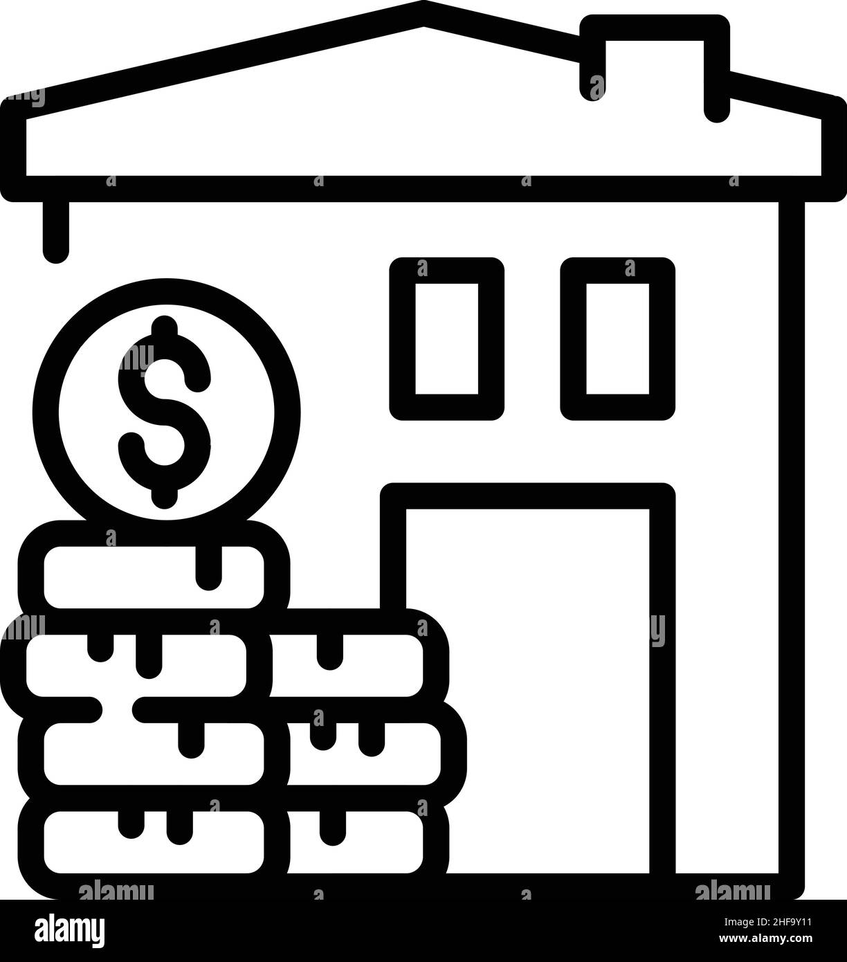 Collateral house icon outline vector. Bank payment. Real tax Stock ...