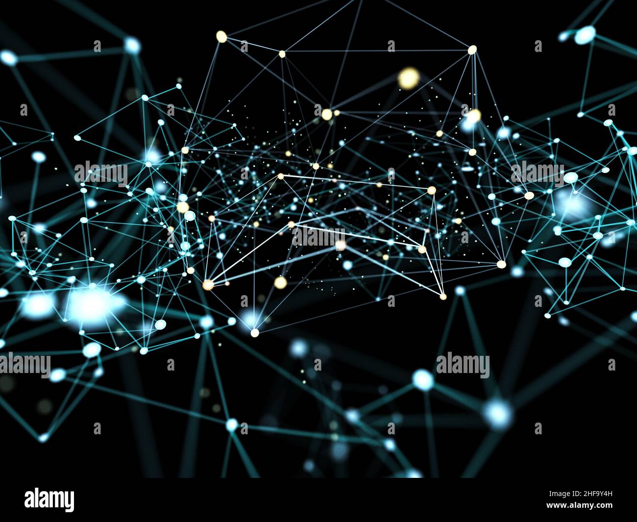 Connection lines with nodes or connection structure on black background ...